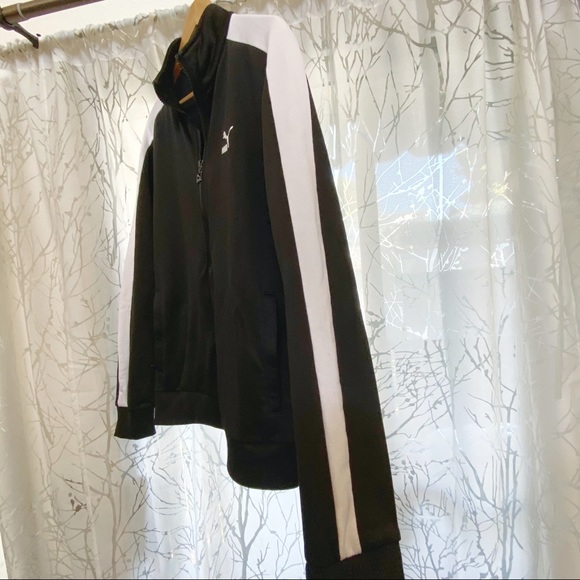 Puma | Jackets & Coats | Puma Mens Black White Zipper Zip Up Icon T7 ...